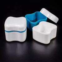 China Stylish European Dental Appliance Storage Case Detachable Drain Strainer Denture Cleaning Bath Box for sale