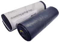 China 500x600mm 30 Micron 1.2 Mil Recyclable Reusable Bags Drawstring Black Bin Bags for sale