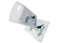 China Reusable and Recyclable Heavy Duty White Poly LDPE Reinforced Die Cut Handle Retail Boutique Shopping Bags for sale