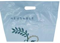 China Reusable and Recyclable Heavy Duty White Poly LDPE Reinforced Die Cut Handle Retail Boutique Shopping Bags for sale