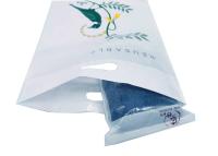 China Reusable and Recyclable Heavy Duty White Poly LDPE Reinforced Die Cut Handle Retail Boutique Shopping Bags for sale