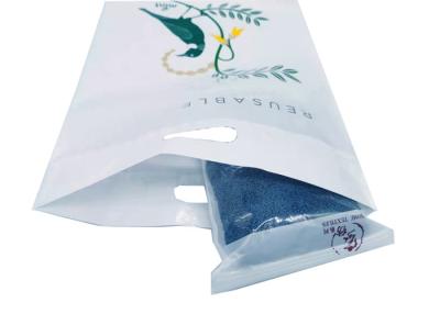 China Reusable and Recyclable Heavy Duty White Poly LDPE Reinforced Die Cut Handle Retail Boutique Shopping Bags for sale