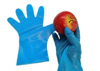 China Flexible Puncture-resistant Blue CPE Gloves for Kitchen Food Classification for sale