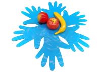 China Blue PBAT Plastic Free Packaging Biodegradable Food Prep Gloves for sale