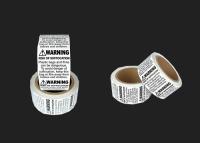 China 2x2 inch Suffocation Warning Label Matte White Finish With 3