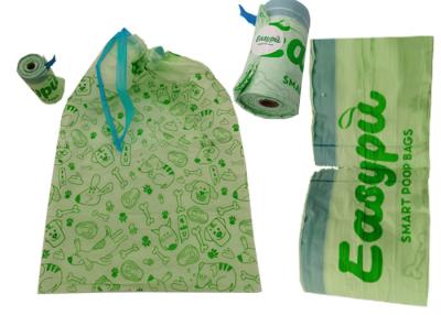 China Bags BPI ASTM D6400 Plastic Free Packaging Drawstring For Dog Poop for sale