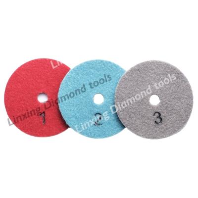 China 4'' Diamond Polishing Tools for Granite Marble Stone 3-step Pads Abrasives Sandpaper for sale