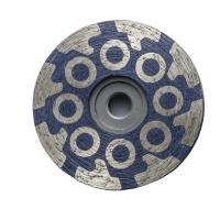China Six Segmented Diamond Powder Cup Wheel for Resin Filled Round Turbo Granite Grinding for sale