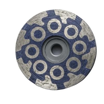 China Six Segmented Diamond Powder Cup Wheel for Resin Filled Round Turbo Granite Grinding for sale