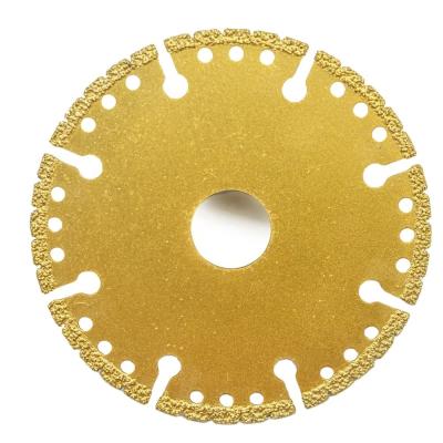 China 125mm Diamond Slotted Blade Disc Vacuum Brazed Cutter for Marble Stone Slab Edge Grinding for sale