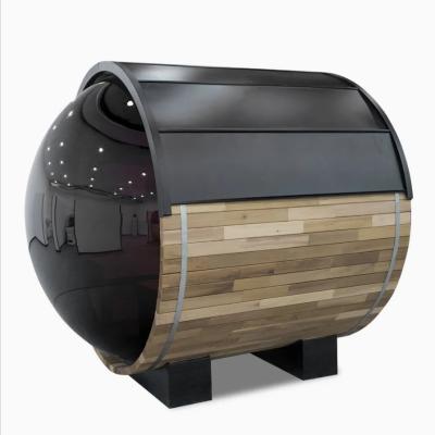 China Premium Outdoor Barrel Sauna 4 Person Hemlock Wood with 6kW Heater for Pool Terrace for sale