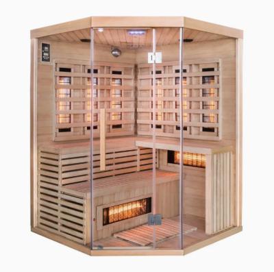 China Luxury Full Spectrum Red Light Infrared Sauna Room 2 Person 1800W Hemlock Wood for sale