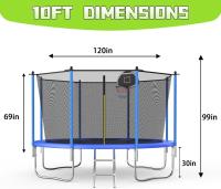 China 12FT Outdoor Trampoline with Safety Enclosure Reinforced Springs 300LB Capacity Family Fun for sale