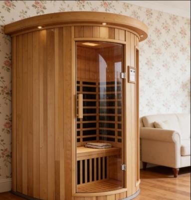 China Hemlock Solid Wood 2-Person Far Infrared Sauna 1800W Home Spa for sale