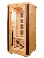 China 1 Person Indoor Far Infrared Sauna 90x90x180cm Hemlock Cedar Wood Low EMF Heater 1800W for sale