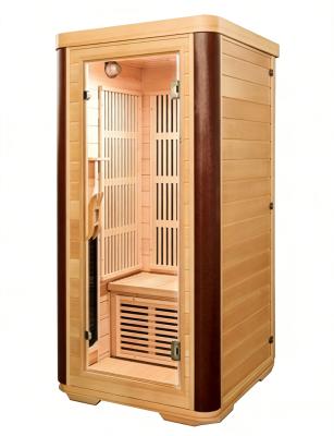 China 1 Person Indoor Far Infrared Sauna 90x90x180cm Hemlock Cedar Wood Low EMF Heater 1800W for sale