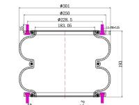 China W01-M58-7524 Firestone Air Spring Shocks Style 22 With Countersunk Steel Bead Rings 12 Pieces M8 Nuts for sale