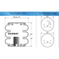 China Airsustech Air Spring Assembly Cross Ridewell 1003588030C Triple Convoluted Rubber Shocks for sale