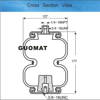 China 177mm Suspension Air Springs Double Convoluted Air Actuator Cross Air Lift 58615 1/4-18NPT for sale