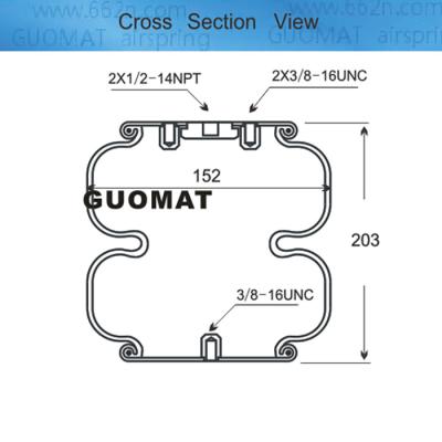 China Double Convoluted Industrial Suspension Air Springs Dual 1/2-14NPT Ports Air Lift 58352 for sale