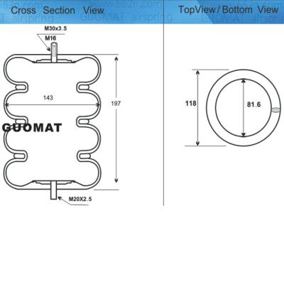 China Replace YOKOHAM 100 Air Spring Four Convoluted Rubber Air Bags M16 Air Fittings for sale