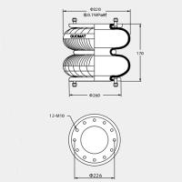 China 2H300170 Suspension Air Springs Double Convoluted 226mm Screw Center Distance AIRSUSTECH Air Bag for sale