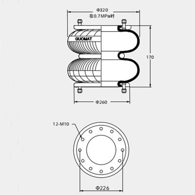 China 2H300170 Suspension Air Springs Double Convoluted 226mm Screw Center Distance AIRSUSTECH Air Bag for sale