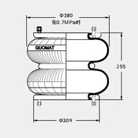 China Industrial Suspension Air Springs 2H350255 Rubber Air Spring Shocks Double Convoluted 14pcs M10 Bolts for sale