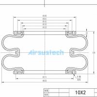 China 10''×2 10 X 2 Double Convoluted Industrial Air Springs 171mm Screw Center Distance With Flange for sale