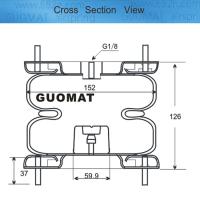 China Dunlop 6''X2 Bellow Industrial Air Springs Double Convoluted G1/8 Air Fittings M10 M8 Bolts Textile Looms for sale
