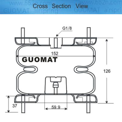 China Dunlop 6''X2 Bellow Industrial Air Springs Double Convoluted G1/8 Air Fittings M10 M8 Bolts Textile Looms for sale