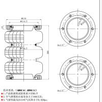 China TS16949 Air Spring Assembly Triple Convoluted Rubber Shocks 114.5mm Screw Center Distance for sale