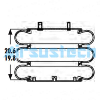 China Easy Installation Air Suspension Spring 3B14-463 Original Goodyear Triple Convoluted Air Bag for sale