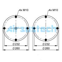 China AIRSUSTECH 12X2 Double Convolution Bellows Contitech FD 412-18 DS Air Spring Actuator for sale