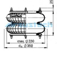 China AIRSUSTECH 12X2 Double Convolution Bellows Contitech FD 412-18 DS Air Spring Actuator for sale