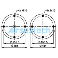China 350mm Triple Convolution Contitech FT 138-26 DS Air Spring With G1/2 Air Inlet for sale