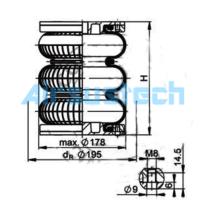 China FT 76-20 DI Contitech Triple Air Spring Corss PM/31063 Norgren Rubber Air Bas 2 Bar - 8 Bar for sale