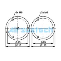 China 4 1/2 X 3 Triple Convolution Contitech Air Spring FT 44-15 DI With Removable Connecting Parts for sale