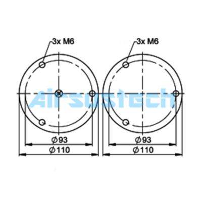 China 4 1/2 X 3 Triple Convolution Contitech Air Spring FT 44-15 DI With Removable Connecting Parts for sale