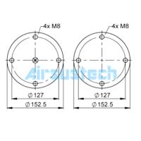 China 195mm Installation Space Required Triple Convolution Contitech Air Bags FT 76-20 DI With Cover Plate for sale