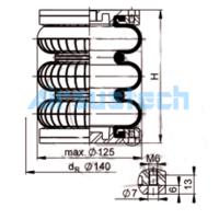 China 4 1/2X3 Airsustech Triple Convolution Rubber Air Bellows FT 44-15 DI Contitech Air Spring for sale