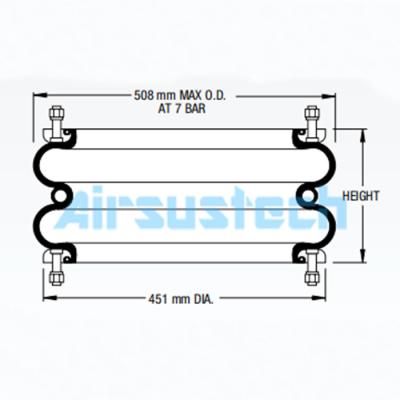 China 246 mm Maximum Stroke Rubber Steel Firestone Air Bags W01-M58-6985 Double Convoluted Flange Air Spring for sale