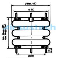China Rubber Triple Convoluted Industrial Air Spring DUNLOP SP2141 Vibration Air Bags for sale