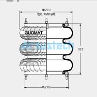 China Original Convoluted Air Spring Dunlop Springride SP1539 1/2BSP Air Connection for sale