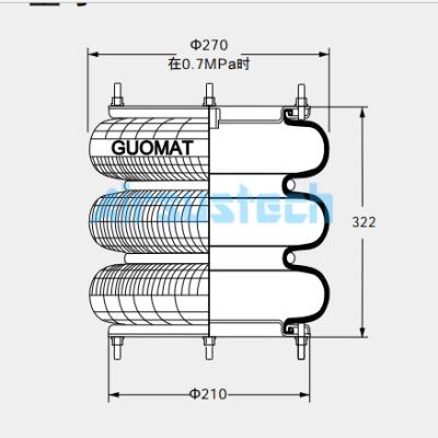 China Original Convoluted Air Spring Dunlop Springride SP1539 1/2BSP Air Connection for sale