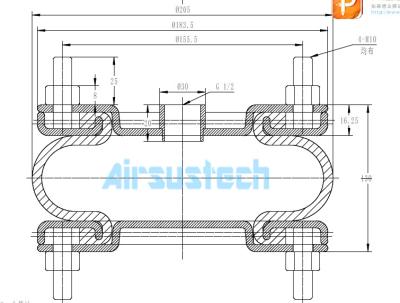 China Continental Air Rubber Bellows Contitech FS 76-7 DS Air Spring Assembly G1/2 Air Hole for sale