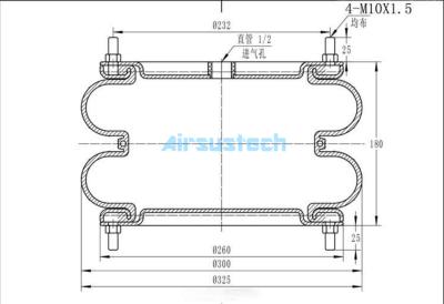 China FD 412-22 DS Continental Rubber Air Spring AIRSUSTECH 12×2 Suspension Air Bag for sale