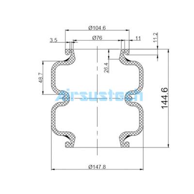 China 2B6×6 Firestone W01-358-6761 Double Convoluted Air Bellows for OEM Replacement for sale
