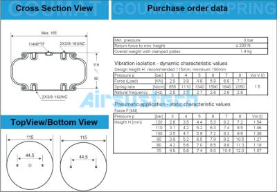 China Goodyear 1B6-051 Industrial Air Spring Suspension Total Stroke 65 MM Air Actuator for sale