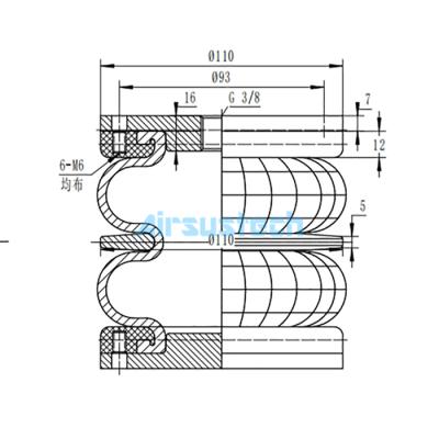China 100% Tested Double Convoluted Air Spring PM/31042 for Norgren Pneumatic Air Actuator for sale